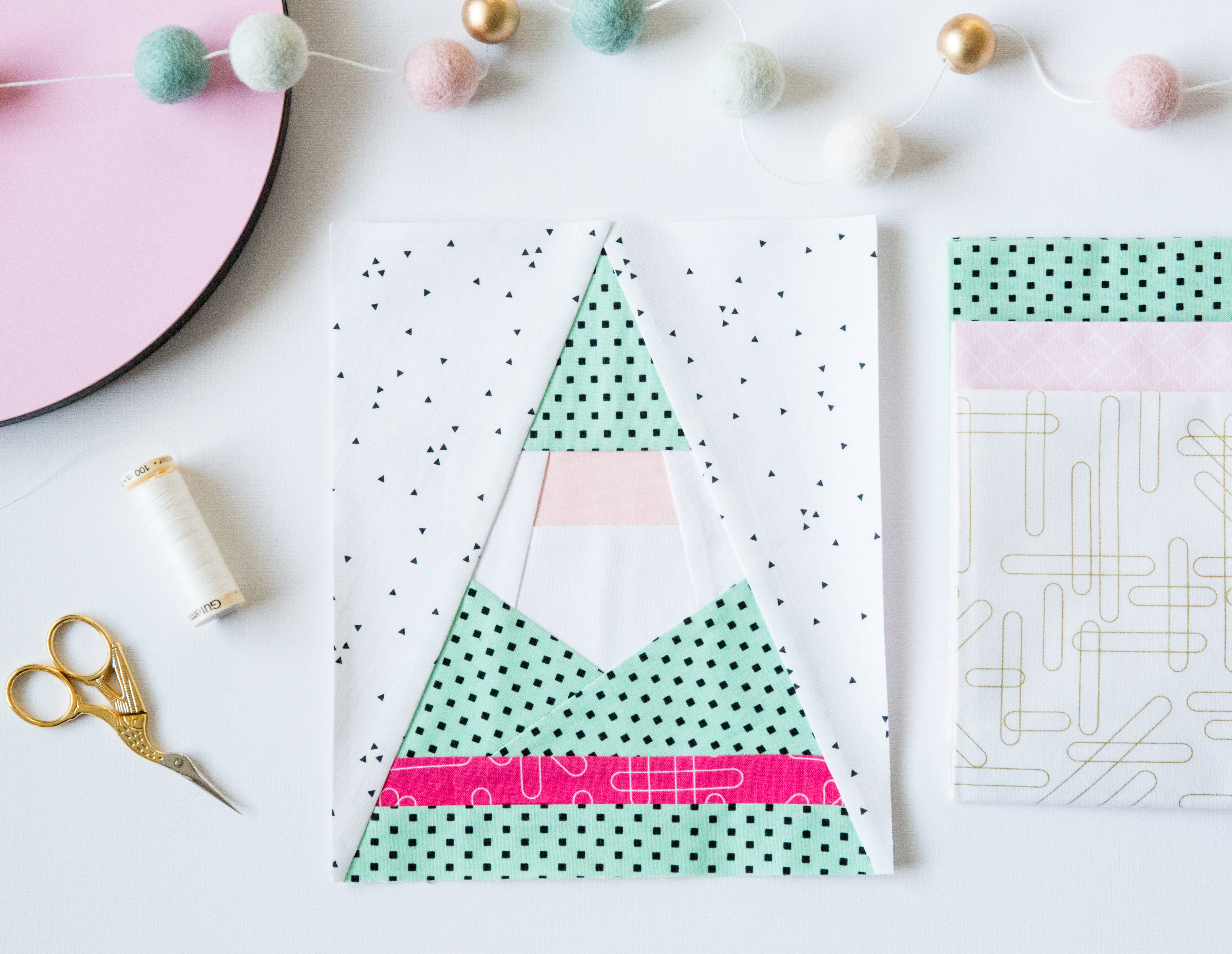Santa Gnome and Christmas Tree Paper Pieced Quilt Blocks - Simple Simon ...